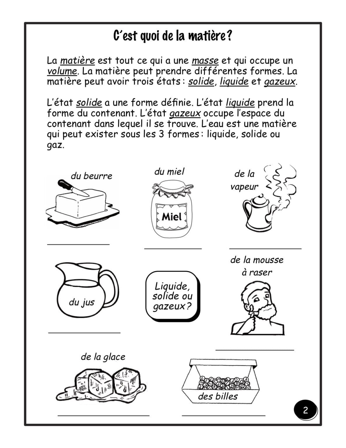 5e année - Les changements de la matière - "HYBRIDE" — Fiches ...