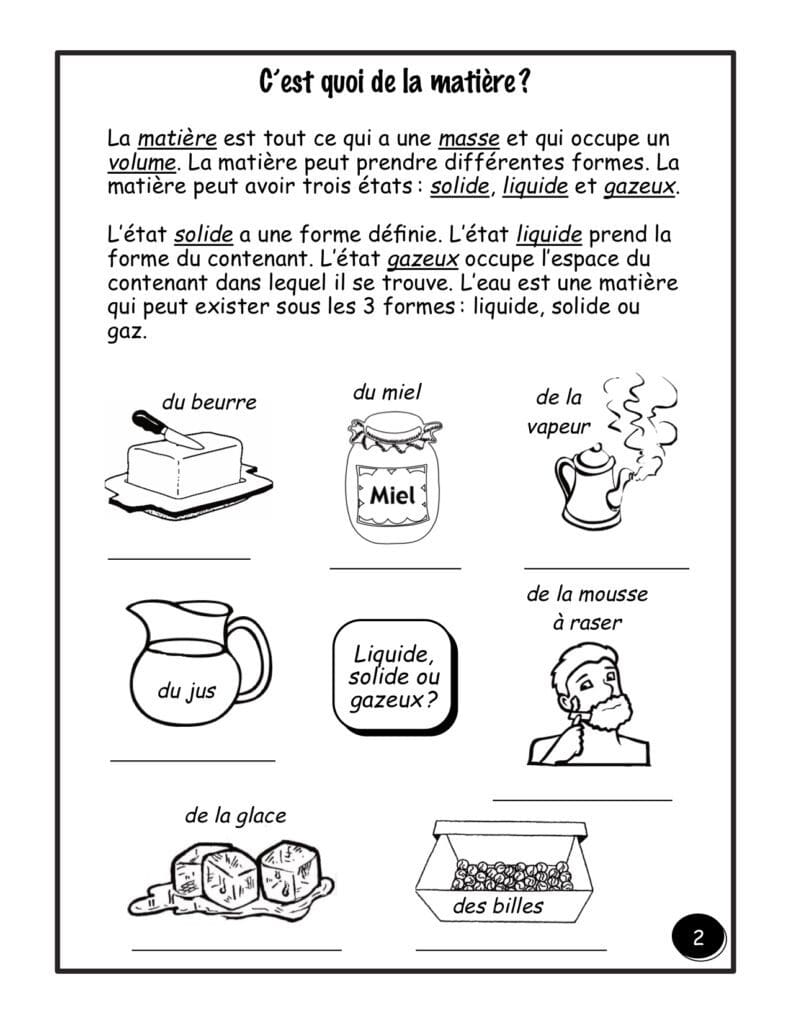 5e année - Les changements de la matière - "HYBRIDE" — Fiches ...