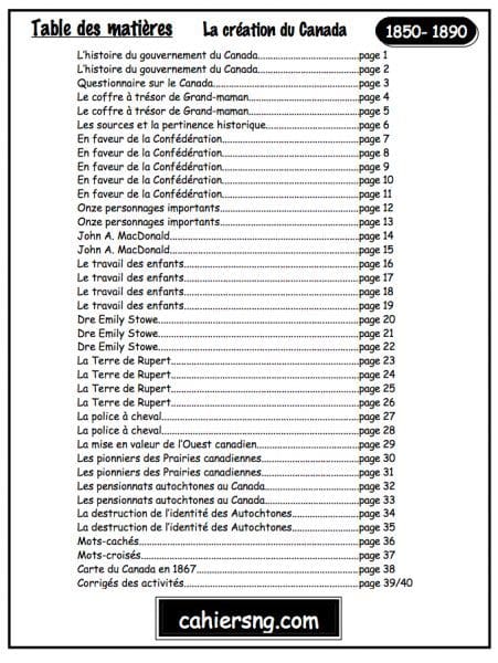 La création du Canada (1850-1890) - (8e) — Fiches reproductibles pour ...
