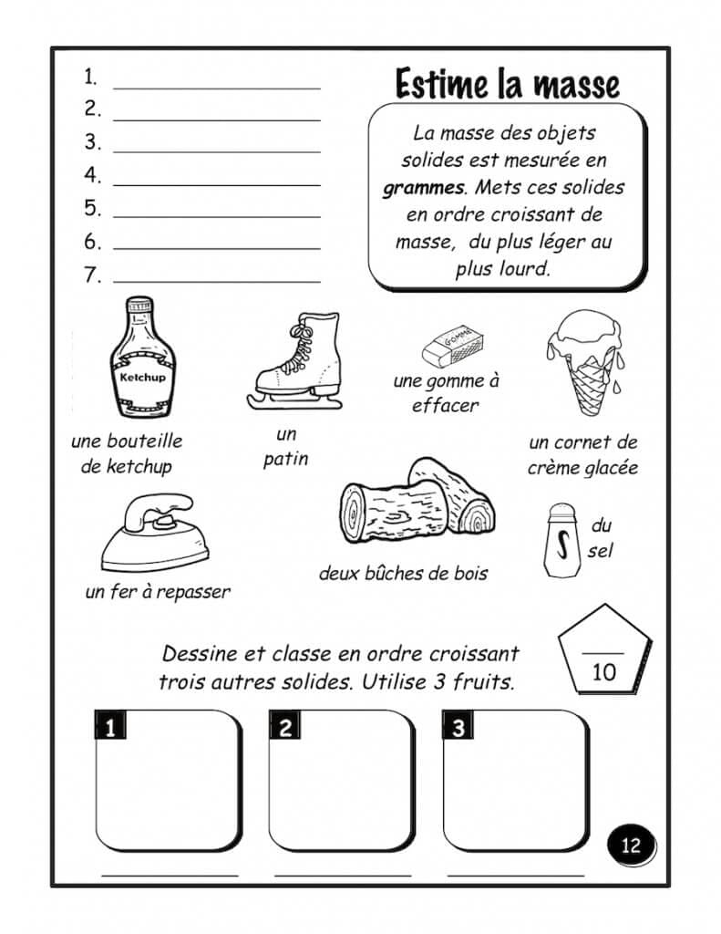 Les liquides et les solides - Hybride (2e/3e) - Estime la masse ...