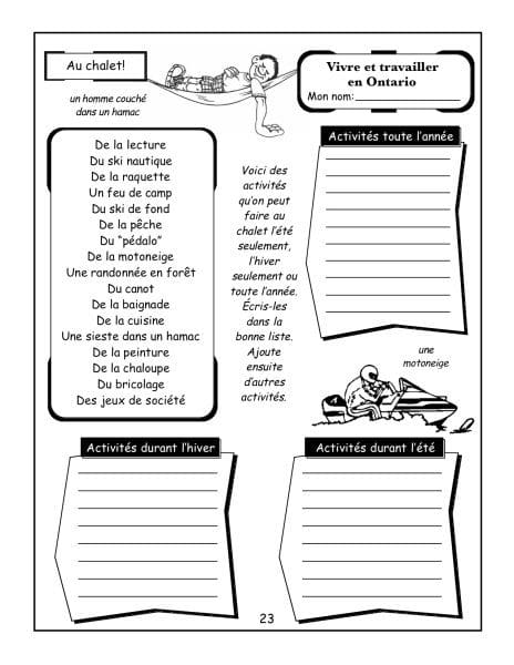 Vivre et travailler en Ontario (3e) - Activités à faire — Fiches ...