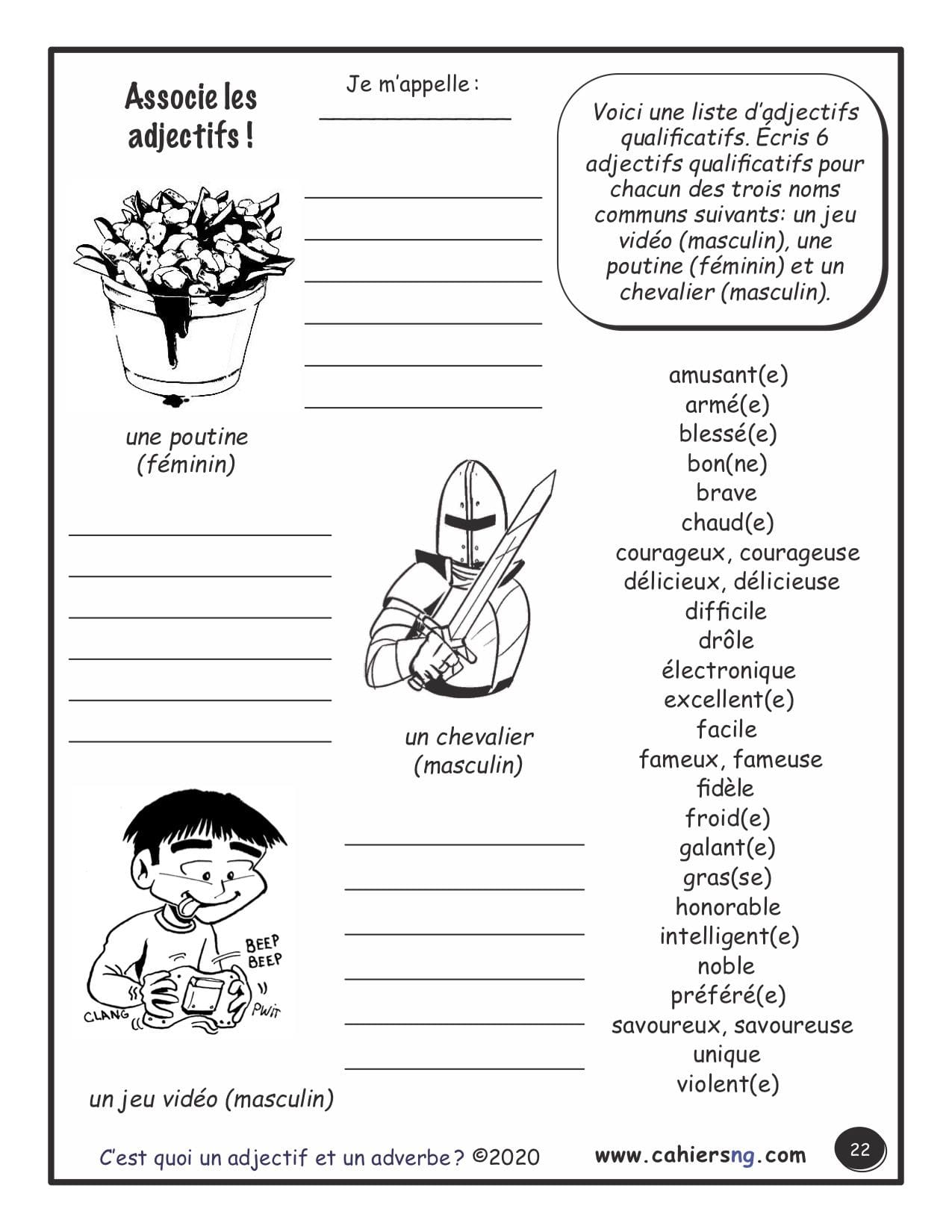 C'est quoi un adjectif et un adverbe ? (5e/6e) - Les adjectifs — Fiches ...