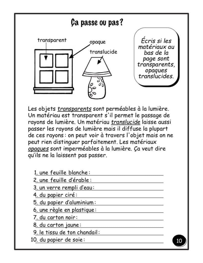 4e année - La lumière et le son - "HYBRIDE" — Fiches reproductibles ...