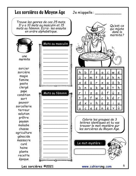 Les sorcières (6e année) - PDF — Fiches reproductibles pour enseignant ...