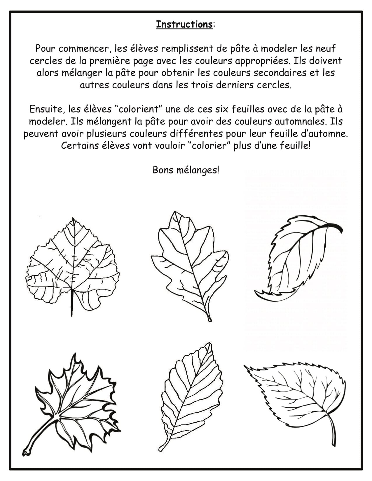 Les feuilles d'automne - Arts visuels — Fiches reproductibles pour ...