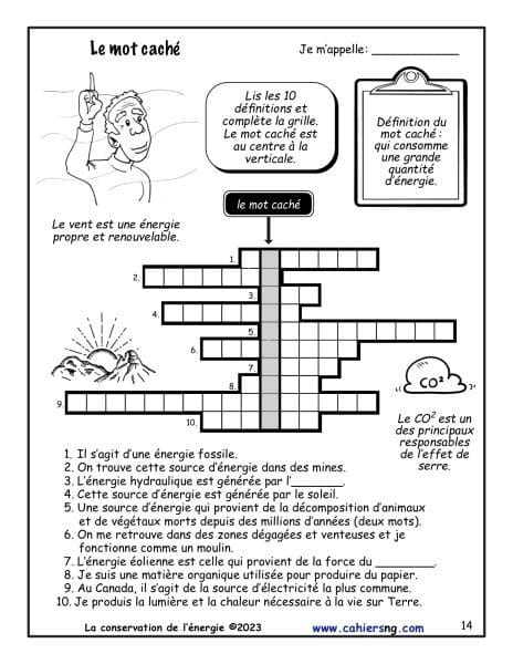 La conservation de l'énergie - (5e/6e) - Le mot caché — Fiches ...