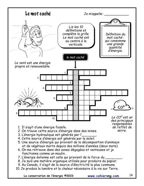 La conservation de l'énergie - (5e/6e) - Le mot caché — Fiches ...