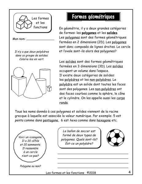 Les formes et les fonctions (7e) - La géométrie — Fiches reproductibles ...