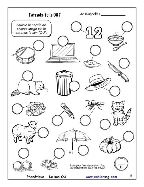 Phonétique -Le son OU – Entends-tu ? — Fiches reproductibles pour ...