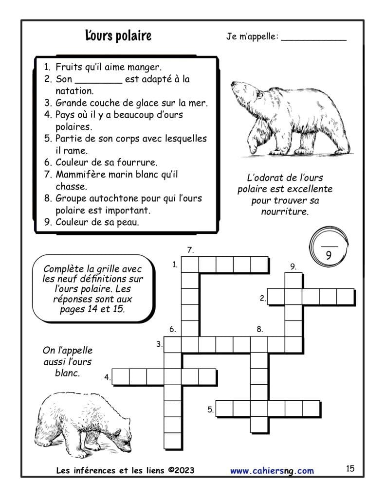 Les inférences (Animaux du Canada) - 4e année - NOUVEAUTÉ ! — Fiches ...