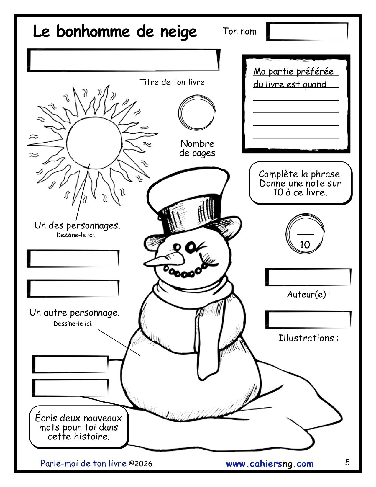 Parle-moi de ton livre ! (2e/3e/4e années) - Le bonhomme — Fiches ...