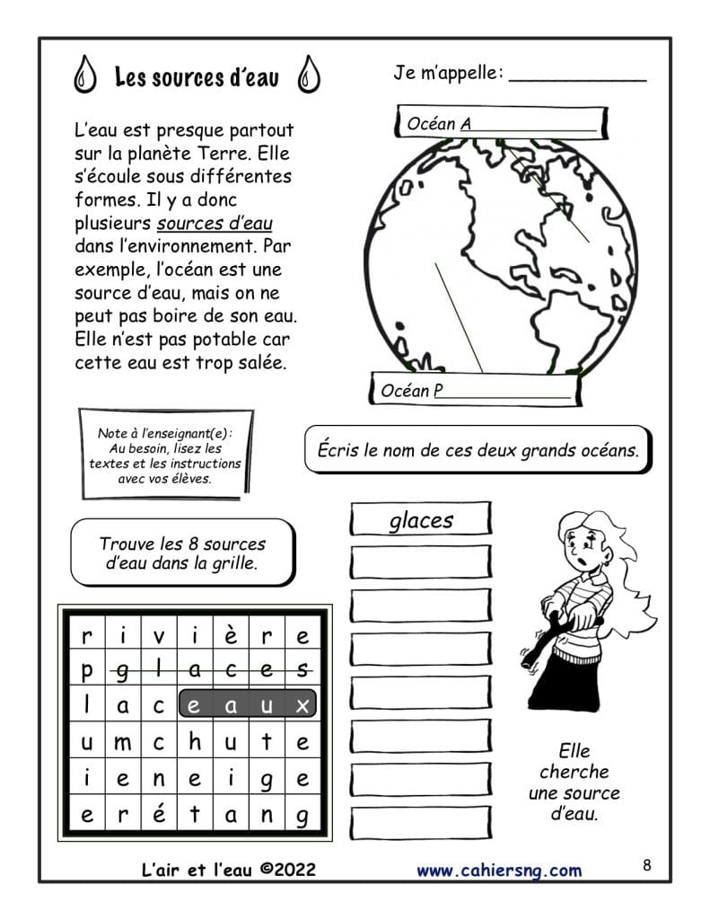 L'air et l'eau (2e année) - Nouvelle série ! — Fiches reproductibles ...