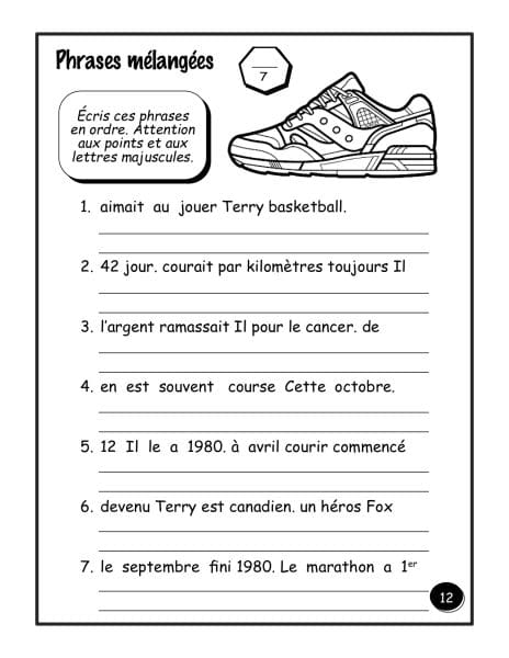 PDF - Terry Fox - (4e année) - "HYBRIDE" — Fiches reproductibles pour ...