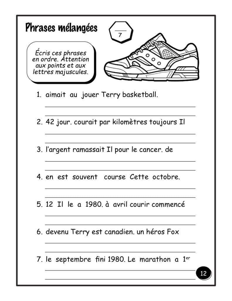 PDF - Terry Fox - (4e année) - "HYBRIDE" — Fiches reproductibles pour ...