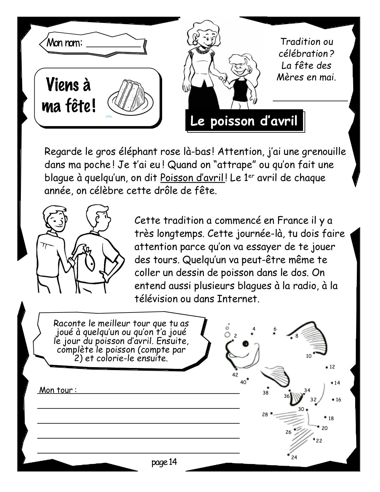 Viens à ma fête ! - Le poisson d'avril — Fiches reproductibles pour ...