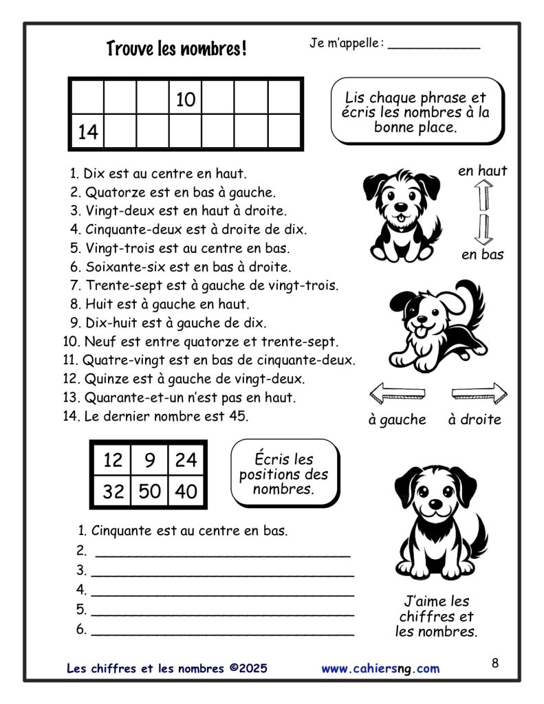 Les chiffres et les nombres - Core French (4e/5e) - Trouve les nombres ...